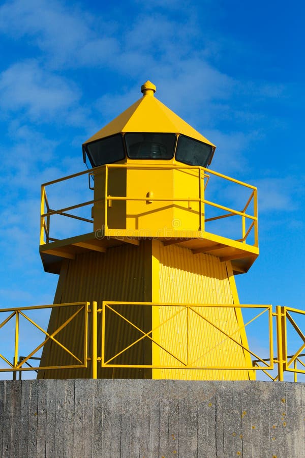 Yellow Lighthouse Breakwater Iceland Stock Photos - Free & Royalty-Free ...