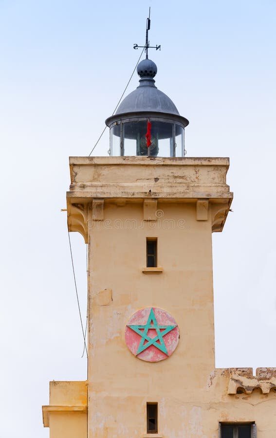 Yellow Lighthouse Tower in Tangier, Morocco Stock Photo - Image of ...