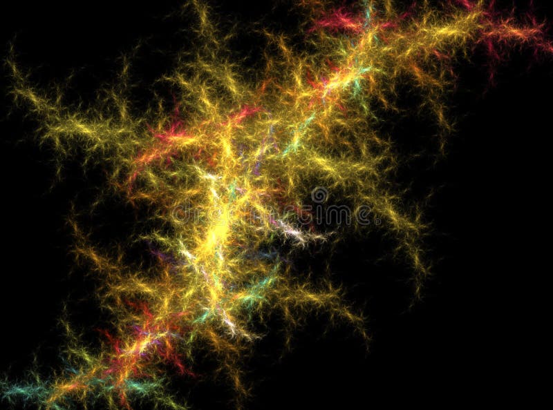 Yellow Lightning Abstract Fractal Effect Light Background Stock ...