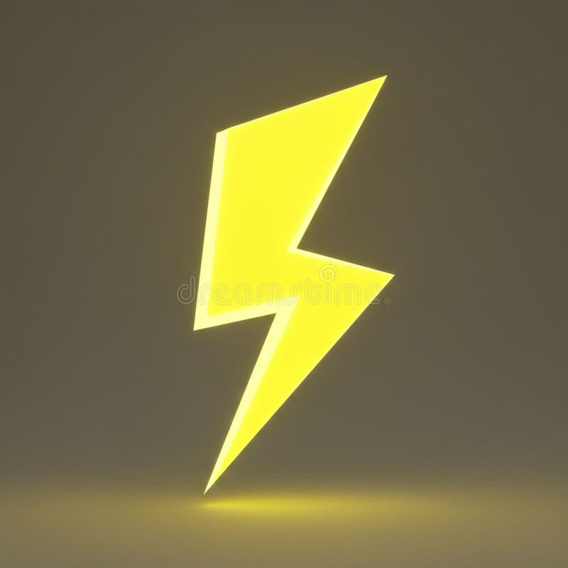 Yellow Lightning Bolt Icon with Sharp, Angular Edges on a Dark Gradient ...