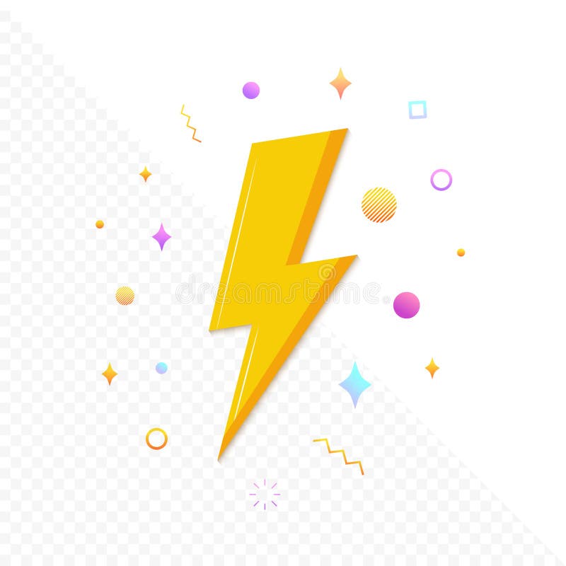 Yellow Lightning Bolt with Icons Around it. Flash Symbol, Thunderbolt ...