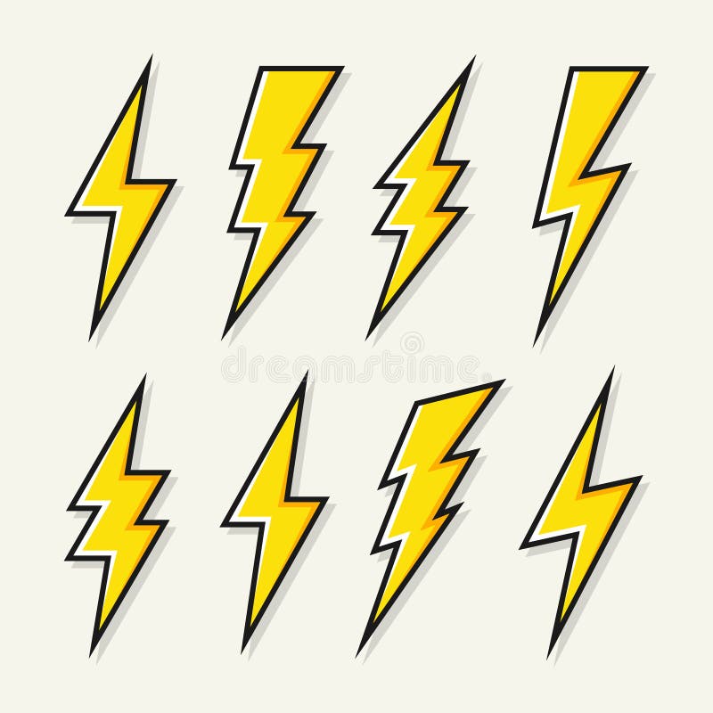 Yellow Lightning Bolt Icons Collection. Flash Symbol, Thunderbolt ...