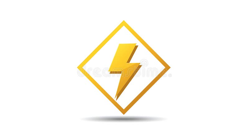 A Yellow Lightning Bolt Inside a Rotated Square, Forming a Diamond ...