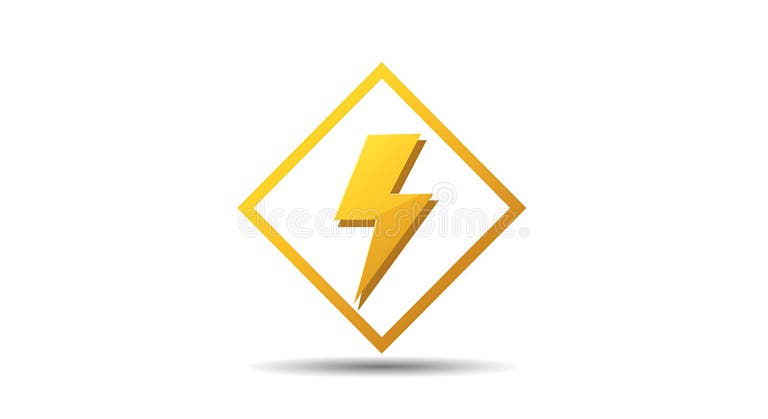 A Yellow Lightning Bolt Inside a Rotated Square, Forming a Diamond ...