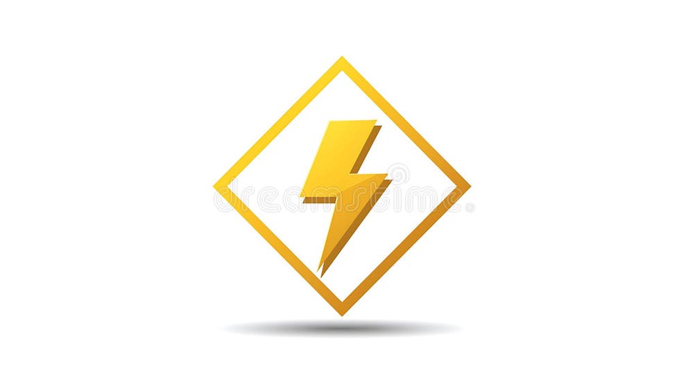 A Yellow Lightning Bolt Inside a Rotated Square, Forming a Diamond ...