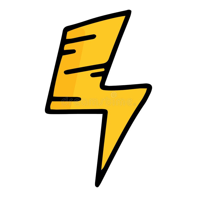 Yellow Lightning, Doodle Icon Stock Vector - Illustration of symbol ...