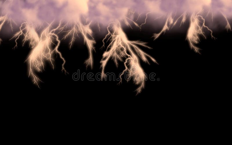 Yellow Lightning Flash and Clouds on Dark Background, Banner Design ...