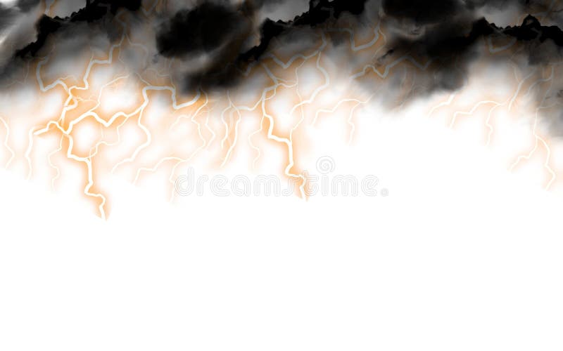 Yellow Lightning Flash and Clouds on Dark Background, Banner Design ...