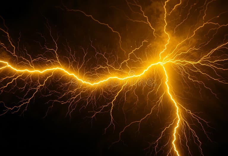 Yellow Lightning Flash Powerful and Dramatic Visuals Effect. Stock ...