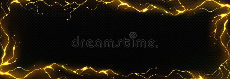 Yellow Lightning Frame on Transparent Background Stock Vector ...