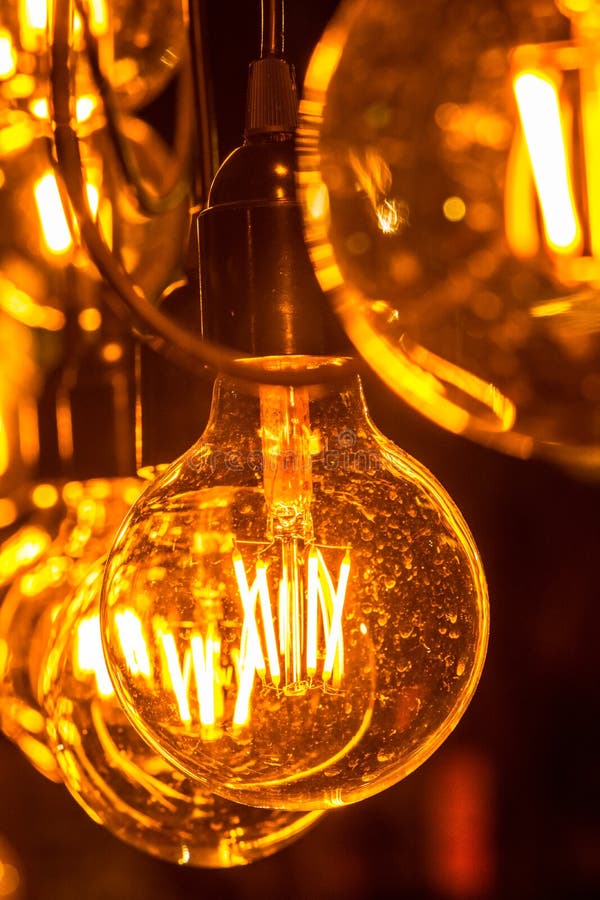 The Yellow Lights in the Row Stock Image - Image of sparkle, space ...