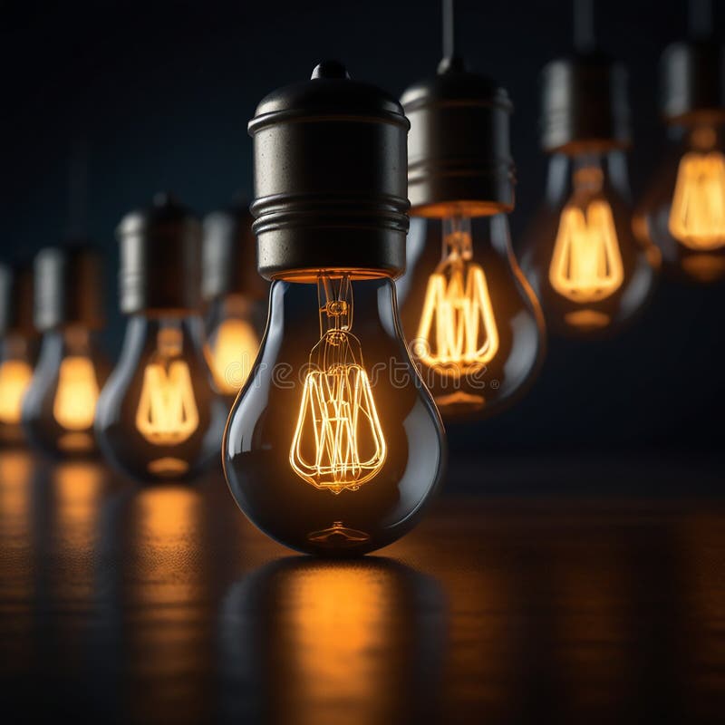 The Yellow Lights in the Row Lighting during the Night Stock ...