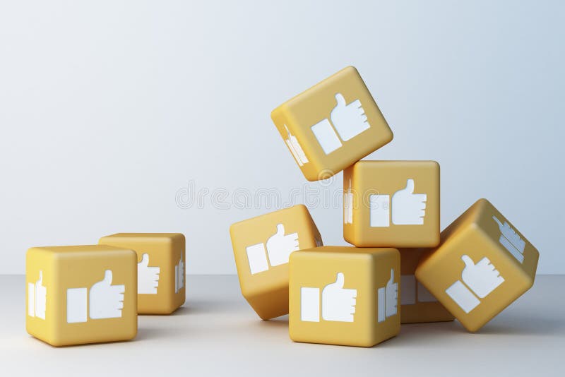 Yellow Like Icon 3d Box with White Background. Stock Illustration ...