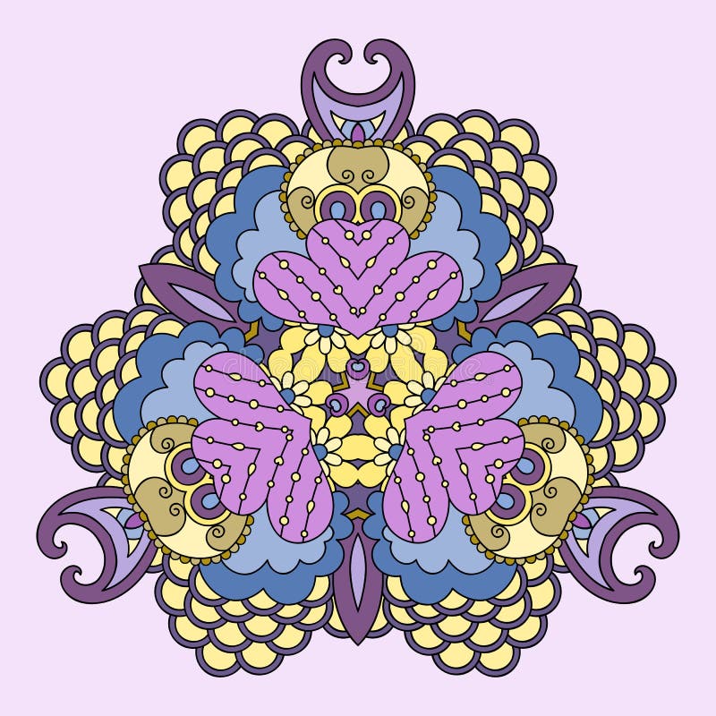 Yellow-lilac mandala. stock vector. Illustration of lilac - 54952618