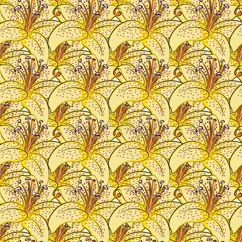 Yellow lilies stock vector. Illustration of fabric, bouquet - 52560185