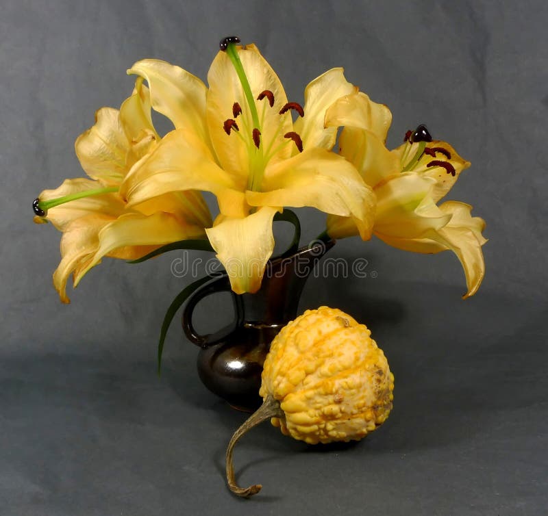 Yellow lily stock photo. Image of ceramics, lily, cooked - 45621132