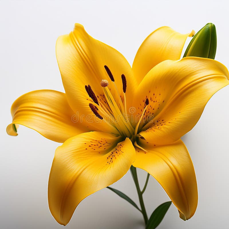 Yellow Lily on White, Space for Messages Stock Illustration ...