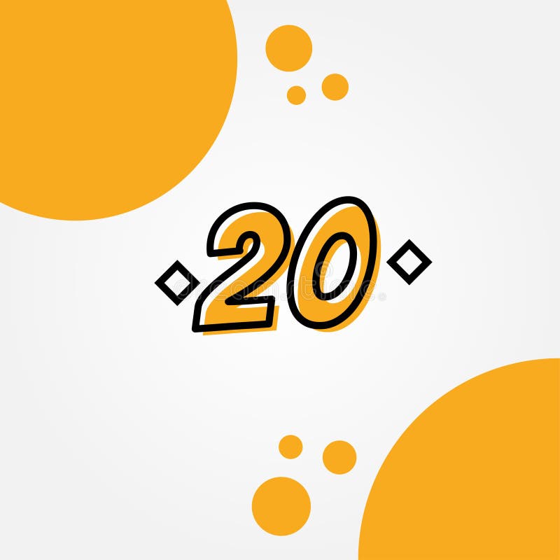 20 Yellow Line Anniversary Numbers Design Stock Vector - Illustration ...