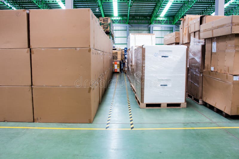 Yellow Line Breaks of Storage Space Stock Image - Image of factory ...
