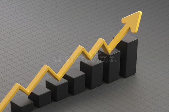 Yellow Line Chart Shows Growth on a Grid Stock Illustration ...