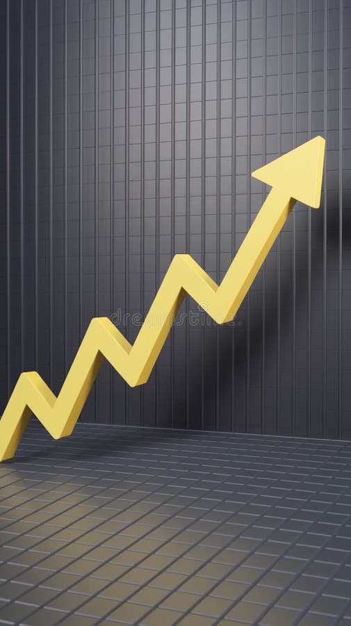 Yellow Line Chart Shows Growth on a Grid Stock Illustration ...