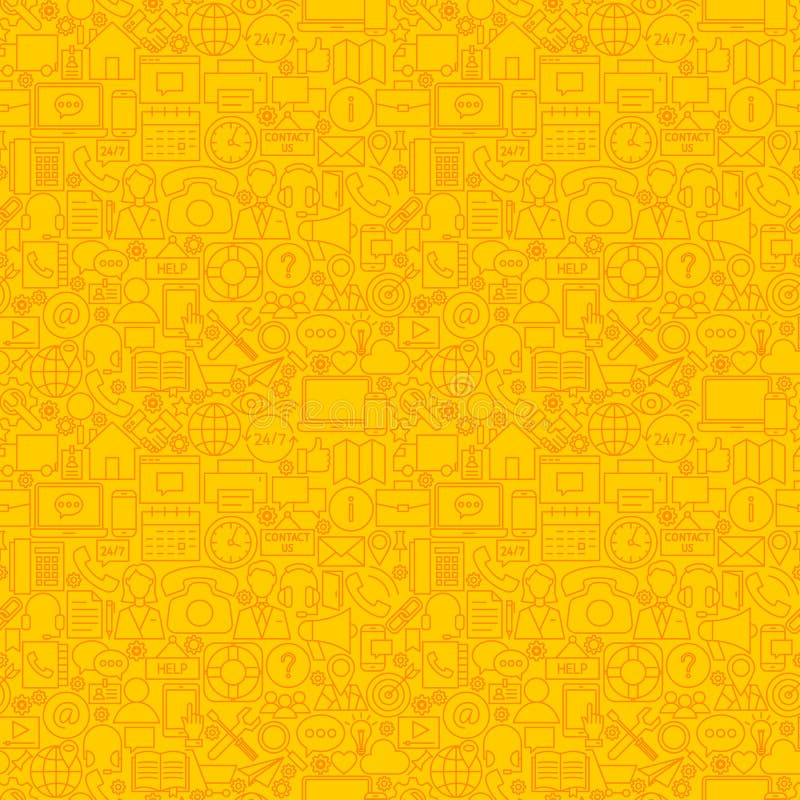 Yellow Line Contact Us Seamless Pattern Stock Vector - Illustration of ...