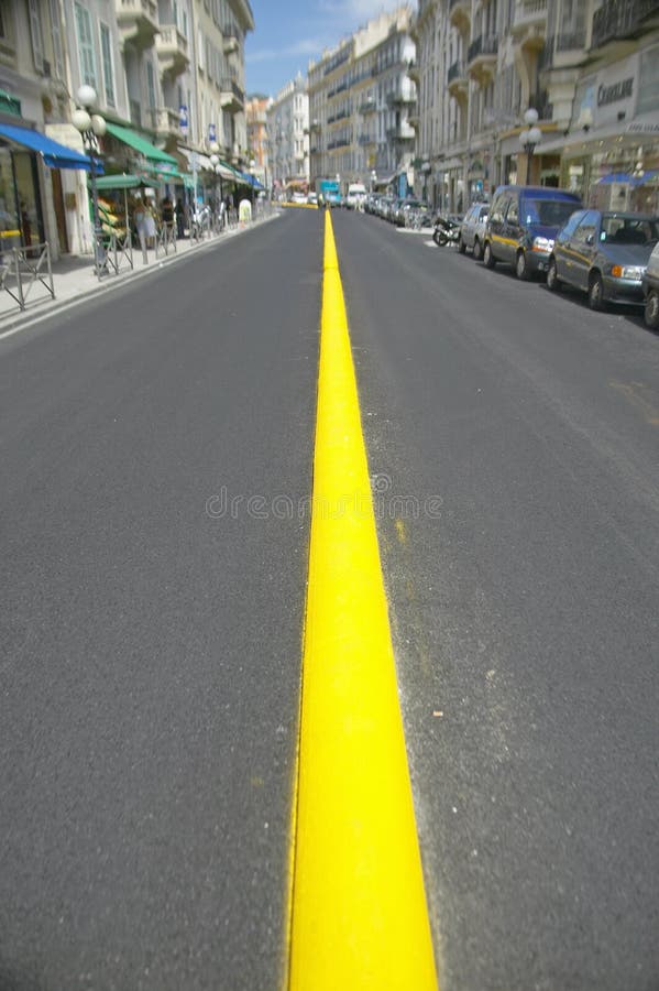 Yellow line of the safety editorial photography. Image of celebrated ...