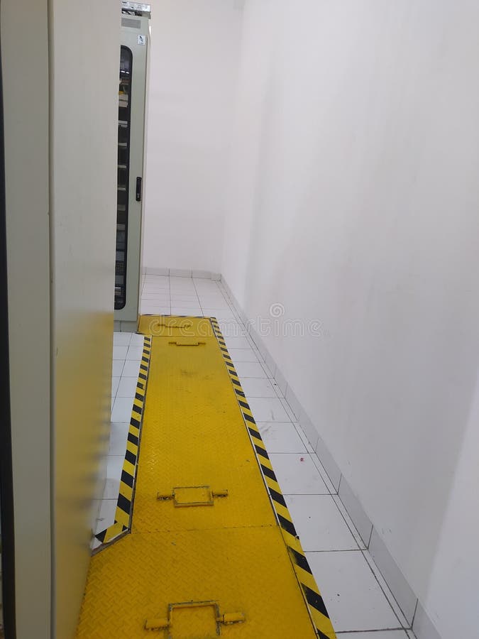 Yellow Line Inside the Electrical Control Room Stock Image - Image of ...