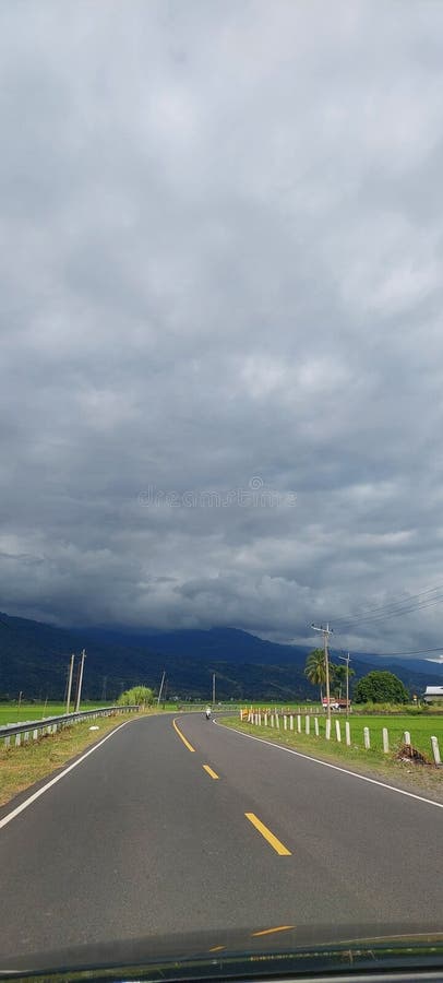 Yellow Line of Main Road an Green on Moutain Stock Image - Image of ...