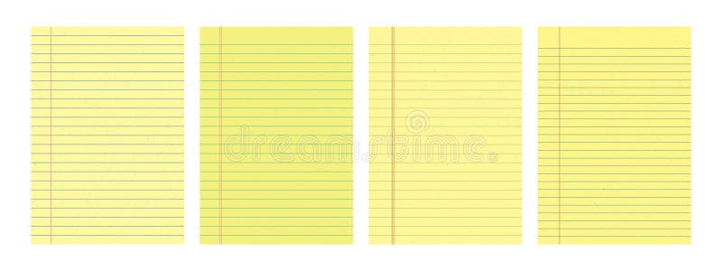 Yellow Lined Paper Sheets Set for Student and Office Notes. Template ...