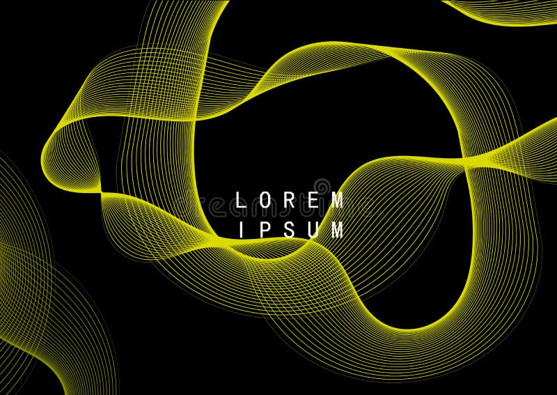 Yellow Lines Graphic Abstract Art on Black Background Stock ...