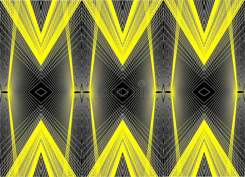 Yellow Lines and Patterns on a Black Background Stock Illustration ...