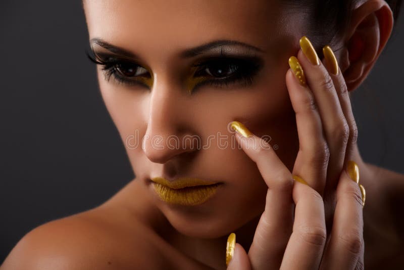 Yellow lips stock photo. Image of cosmetics, lady, healthy - 16804284