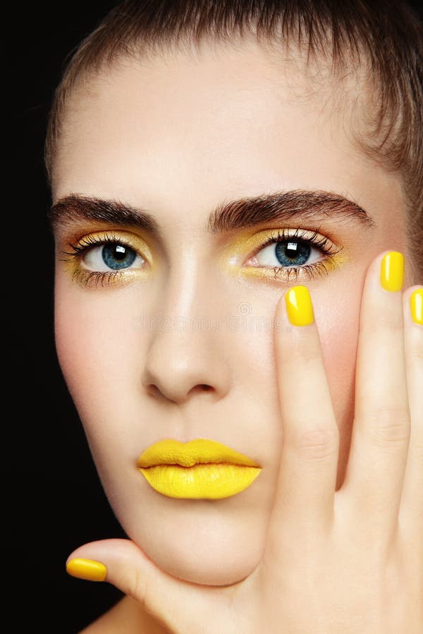 Yellow lipstick stock photo. Image of complexion, beautiful - 27260510