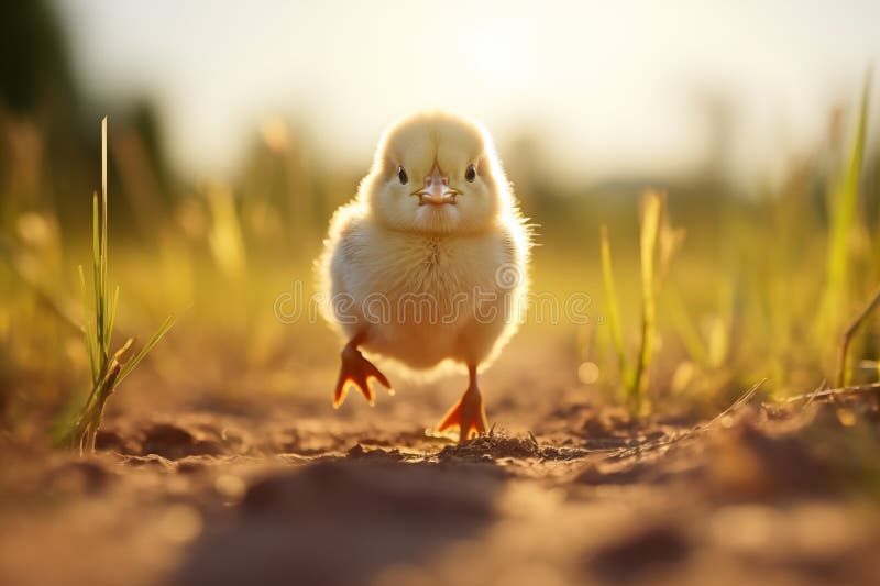 Yellow Little Chick Outdoors Stock Image - Image of warmth, closeup ...