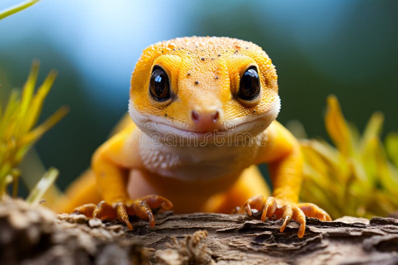 Yellow Lizard with Black Nose and White Face. Generative AI Stock Photo ...