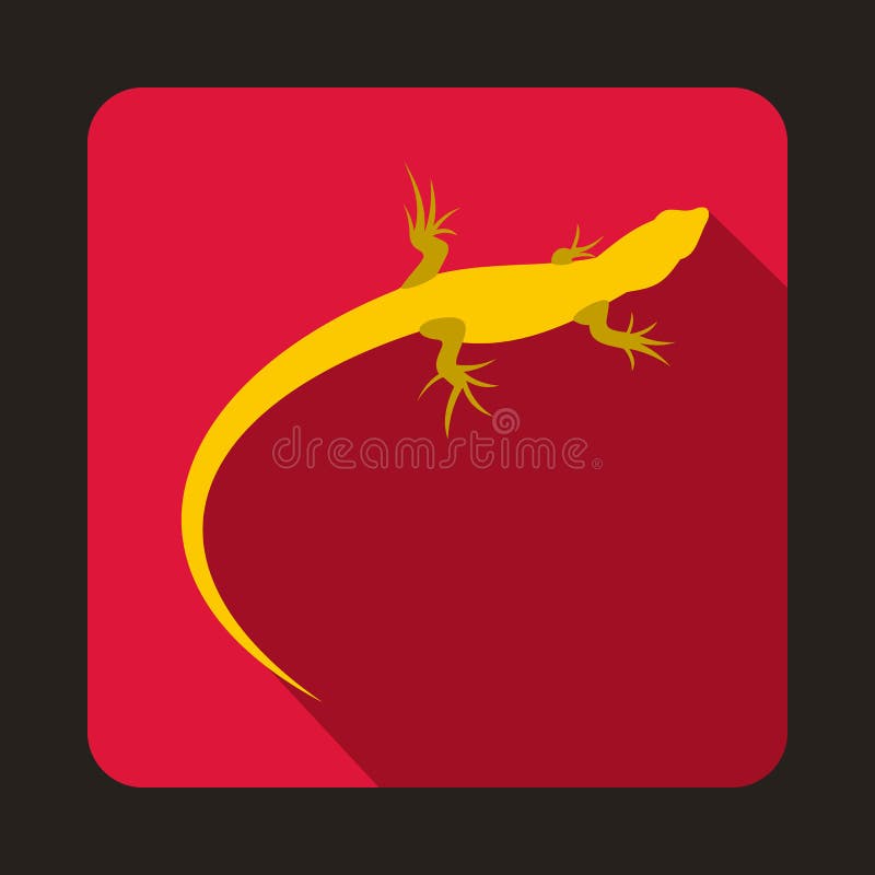 Yellow Lizard Icon, Flat Style Stock Illustration - Illustration of ...