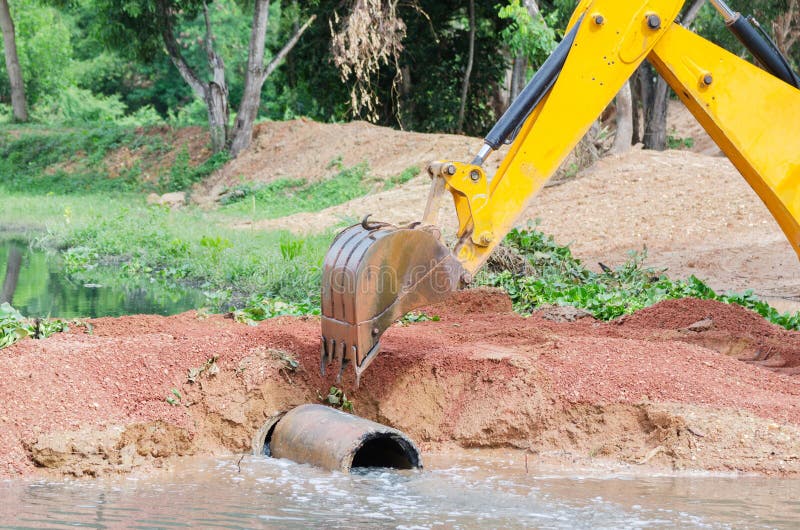 Yellow Loader Backhoes Working Stock Photo - Image of loader, gravel ...