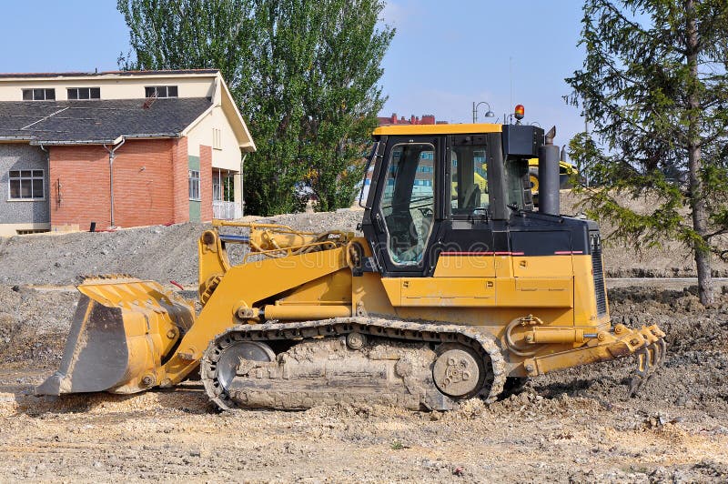 Yellow Loader Excavator on the Construction Place Stock Image - Image ...