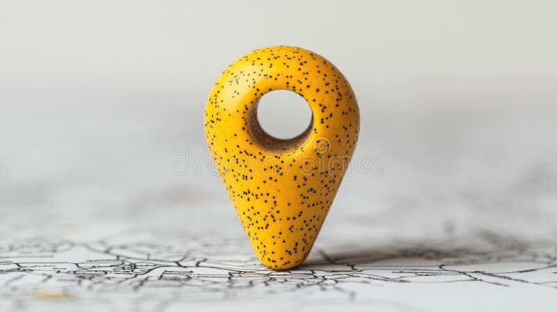Yellow Location Marker on a Map Stock Illustration - Illustration of ...