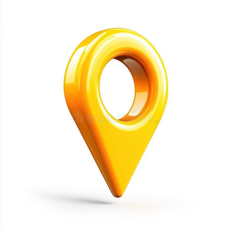 Yellow Location Pin Isolated on White Background Stock Illustration ...