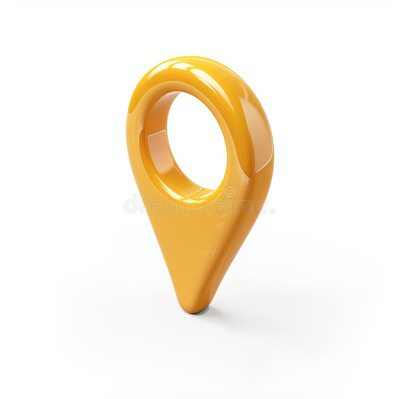 Yellow Location Pin on White Background Stock Image - Image of handle ...