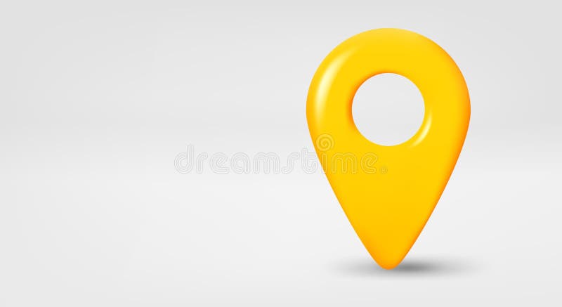 Yellow Location Pointer. 3d Vector Banner with Copy Space Stock Vector ...