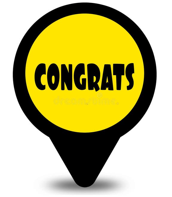 Yellow Location Pointer Design with CONGRATS Text Message Stock ...