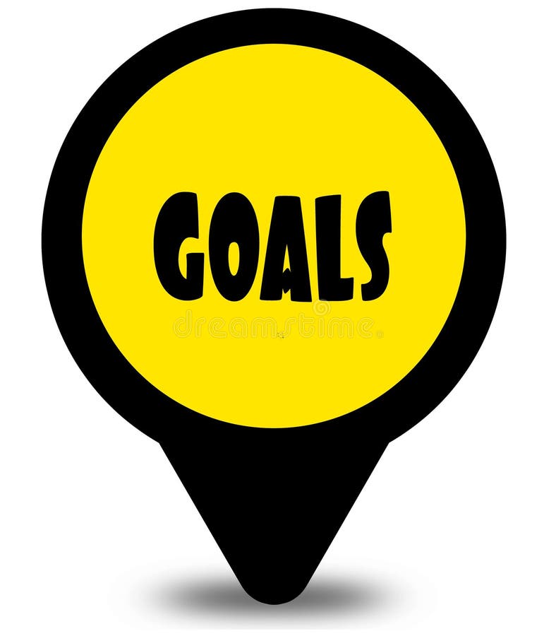 Yellow Location Pointer Design with GOALS Text Message Stock ...