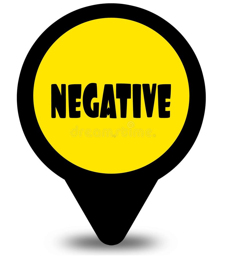 Yellow Location Pointer Design with NEGATIVE Text Message Stock ...