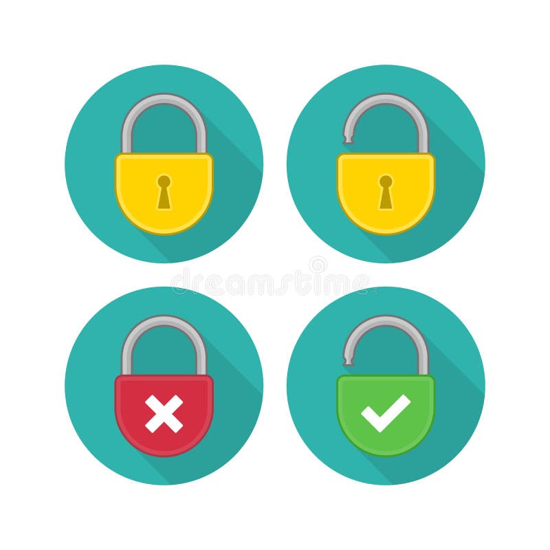 Yellow lock icon set stock vector. Illustration of coded - 75676535