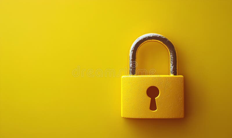 Yellow Lock with a Keyhole on a Yellow Background. AI Generated Stock ...