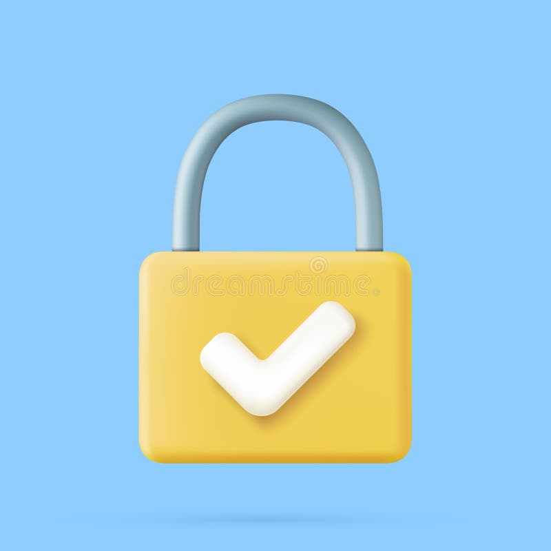 Yellow Locked Padlock Icon with White Check Symbol Stock Vector ...