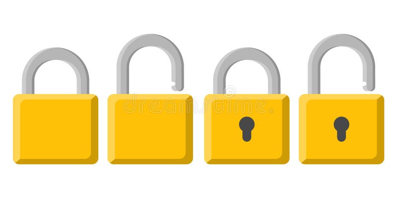 Yellow Locked and Unlocked Padlock Vector Stock Vector - Illustration ...